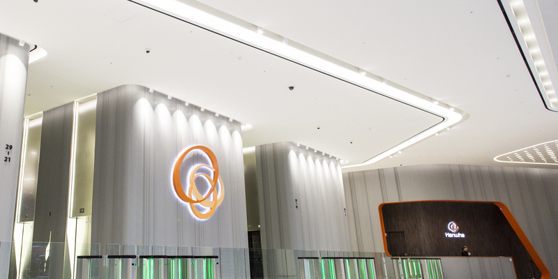 The lobby of Hanwha's headquarters in Seoul, Korea